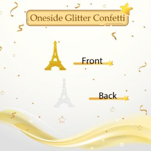 100pcs Eiffel Tower Confetti, Gold Glitter Paris Party Table Confetti, Paris French Theme Party Paper Scatters, Baby Shower/Bridal Shower Party Table Decoration