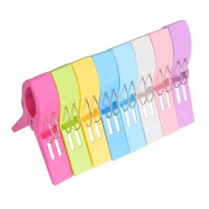 tcbasrt beach towel clips - plastic clothes pins for beach chairs, 8 pack large clips clamps,towel holder clips, beach accessories for vacation (8pack)