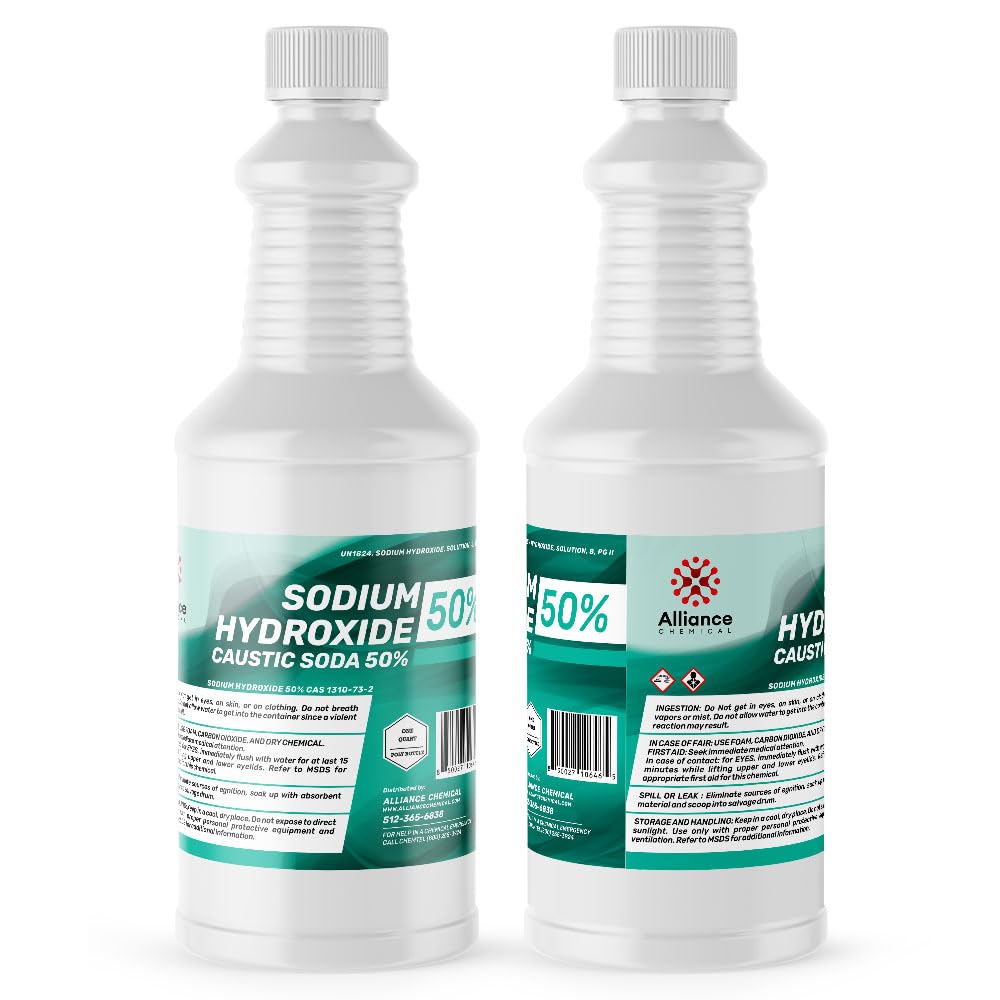 Sodium Hydroxide 50% (Caustic Soda, Lye) - 2 Quarts - for Soaps, Paper, Dyes, Cleaning, & Water Treatment - Alliance Chemical