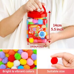 Iooleem Multi-Color Pom Poms, 300pcs 1inch, Pom Poms for Arts and Crafts, Pom Pom Balls, Craft Pom Poms.