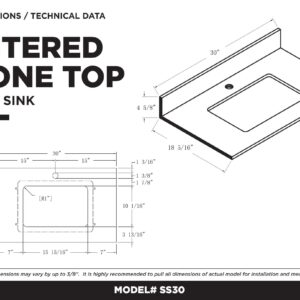 Fine Fixtures Opulence Collection 30 in. W x 18 in. D x 33 in. H Bathroom Vanity in White Matte with Black Marble Sintered Stone Sink - Chrome Hardware