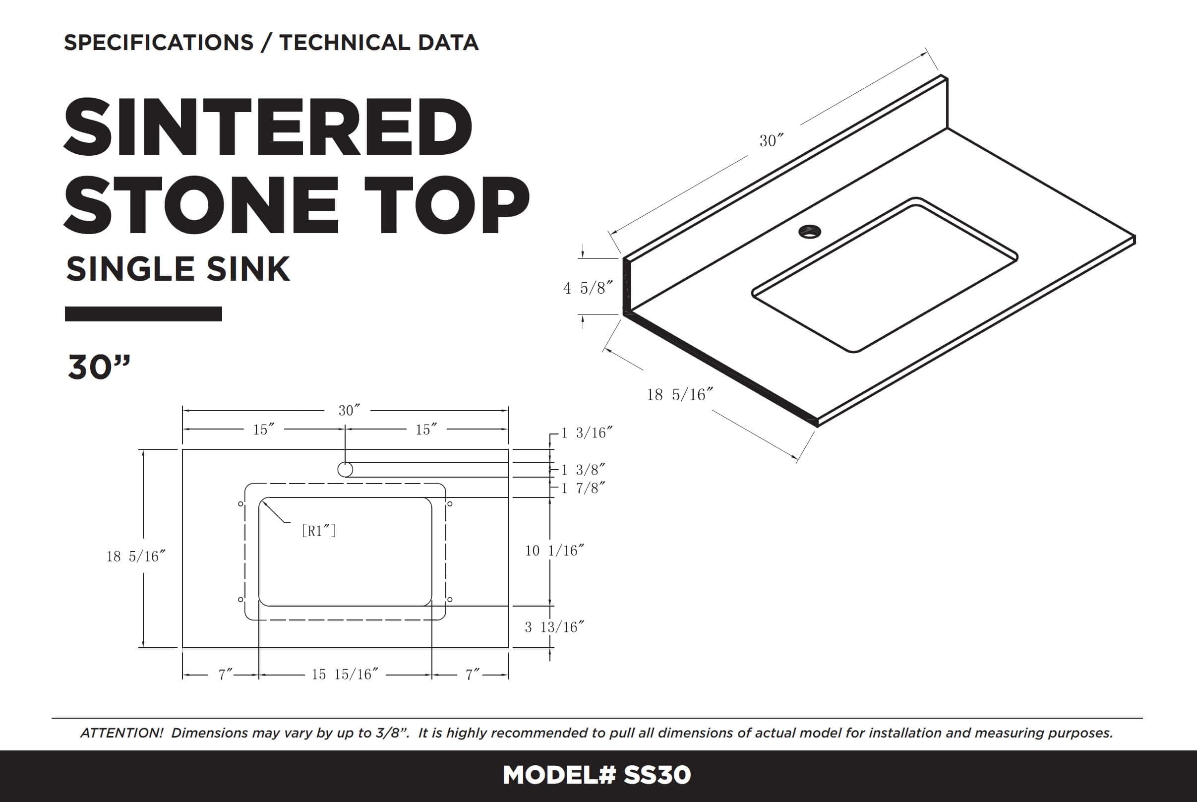 Fine Fixtures Opulence Collection 30 in. W x 18 in. D x 33 in. H Bathroom Vanity in White Matte with Black Marble Sintered Stone Sink - Chrome Hardware