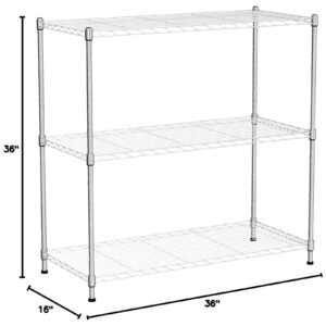 Catalina Creations EFINE 3-Shelf Shelving Unit Unit with 3-Shelf Liners,Adjustable Storage Shelves,Heavy Duty Organizer Wire Shelving Rack for Pantry Closet Kitchen Basement