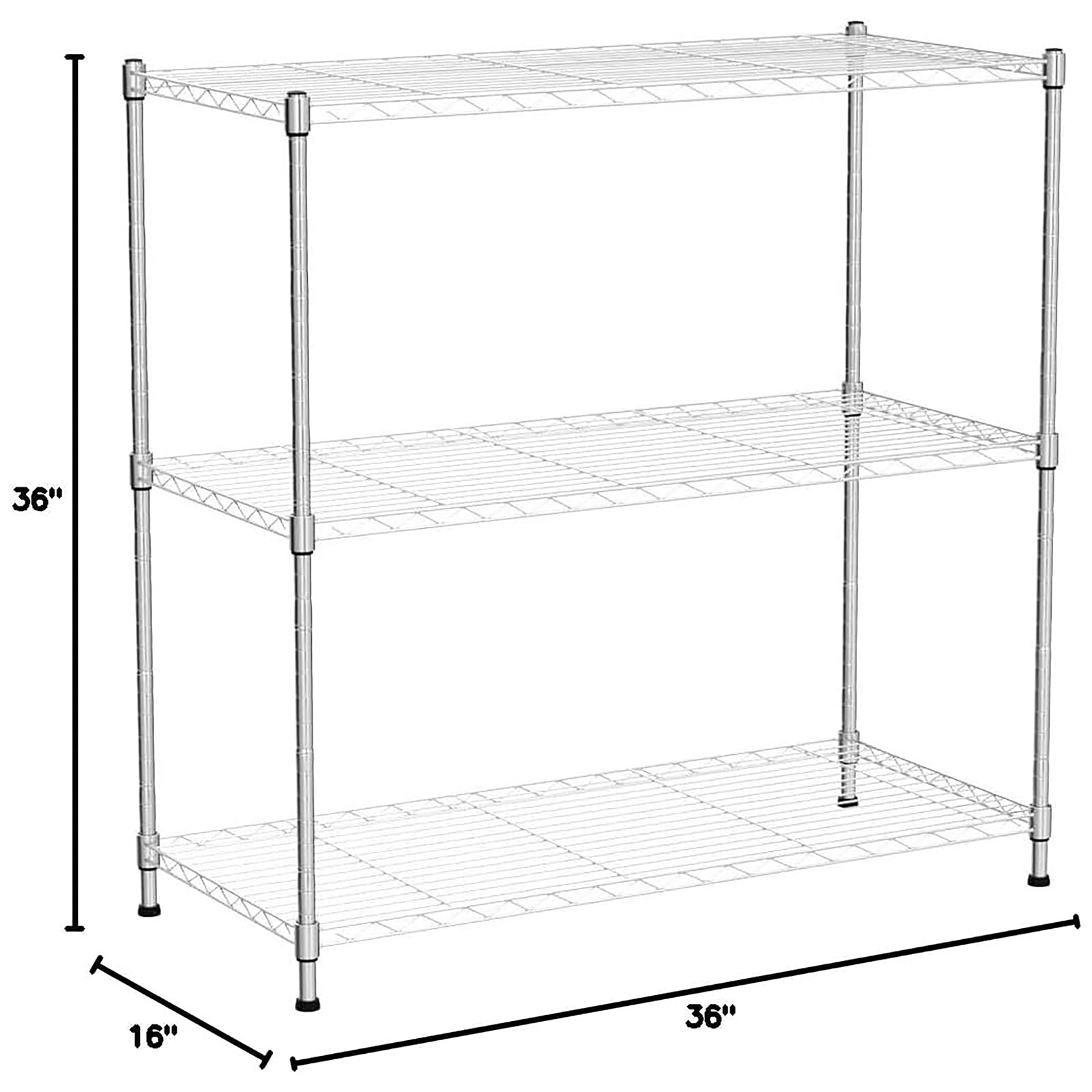 Catalina Creations EFINE 3-Shelf Shelving Unit Unit with 3-Shelf Liners,Adjustable Storage Shelves,Heavy Duty Organizer Wire Shelving Rack for Pantry Closet Kitchen Basement