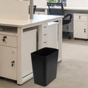 Quickquick 4.5 Gallon Plastic Wastebasket, Garbage Bin, Black Trash Can for Office, Bathroom, Kitchen, Bedroom, 3 Packs