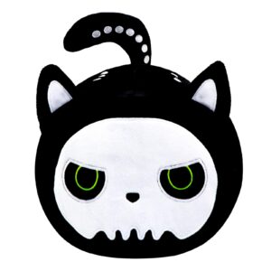 koiernr halloween black cat plush toy black cat pillow, black cat stuffed animal pillows cute skeleton black cat plushie toys gifts for kids adults birthday gifts halloween home decor