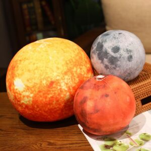 XIGUI Ultra-ealistic 3D Planet,Moon,Earth,The Sun,Pillow Plush Toys,for Kids Teens Adults, for Teachers and Parents, Educational Toy Learning, 10.6 in (The Moon)