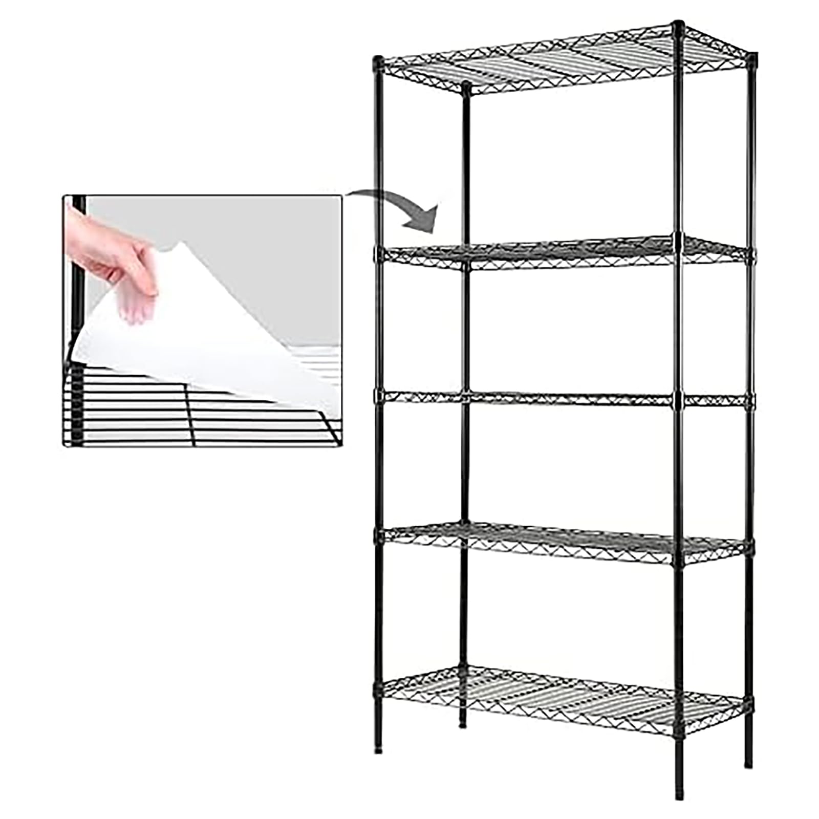 Catalina Creations 5-Shelf Shelving Unit with Shelf Liners Adjustable Storage Shelf Metal Storage Rack Wire Shelving Unit 750Lbs Capacity for Kitchen and Garage (30W x 14D x 60H)