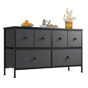 enhomee dresser for bedroom with 6 drawer, wide dresser & chests of drawers dressers for closet, bedroom, entryway, grey