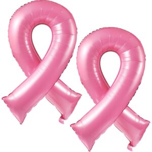 jenaai pink ribbon breast cancer awareness 36'' foil balloons for breast cancer awareness fundraisers party decoration supplies (2 pcs)