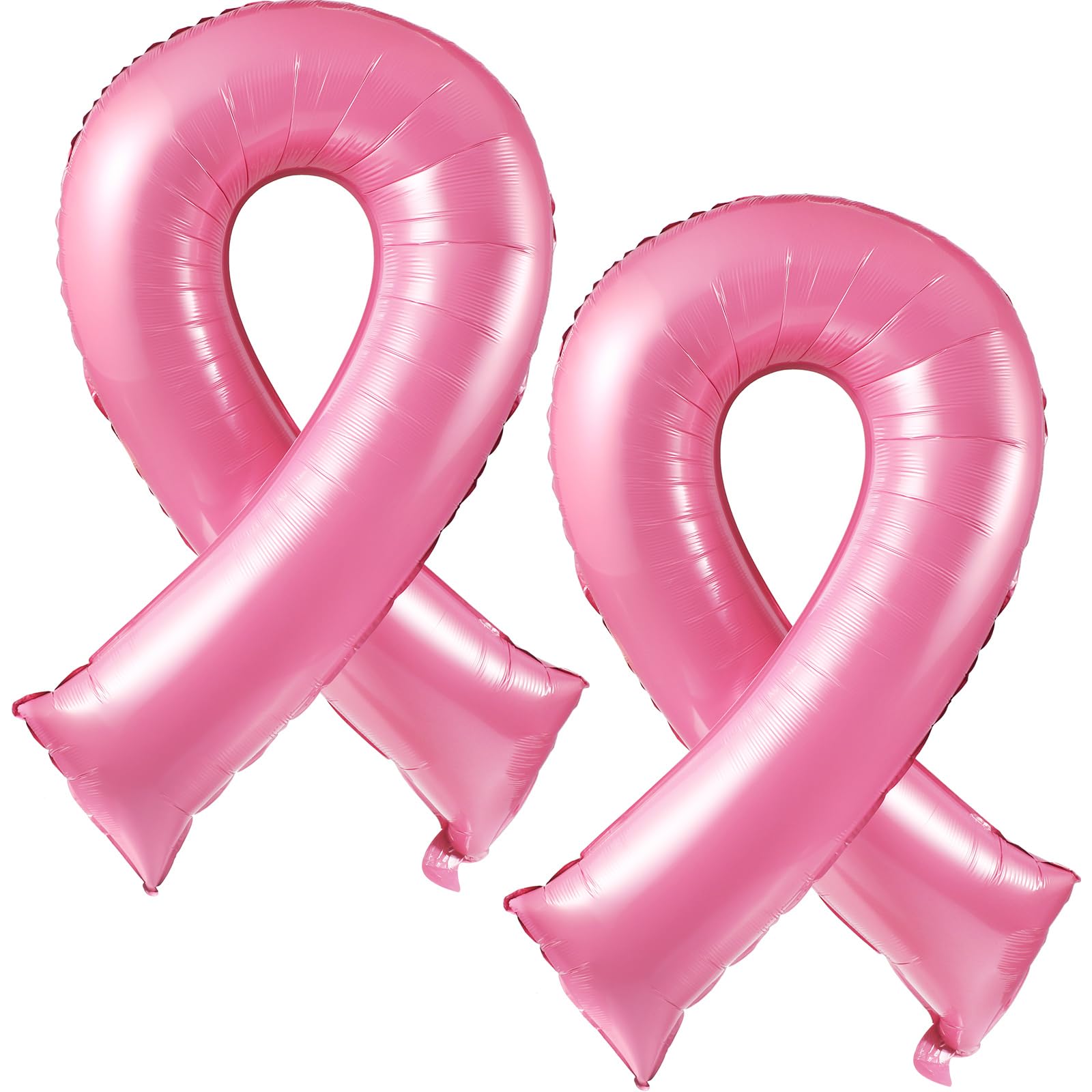 Jenaai Pink Ribbon Breast Cancer Awareness 36'' Foil Balloons for Breast Cancer Awareness Fundraisers Party Decoration Supplies (2 Pcs)