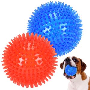 petizer 2-pack 4.5" squeaky dog toy balls, floating dog pool balls, dog spiky balls, interactive fetch toys for puppy, dog chew toys (4.5", large dog)