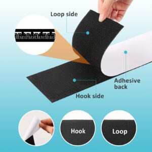 4.4''×16.5 Feet Black Heavy Duty Hook and Loop Tape Adhesive, Keep Couch Cushions from Sliding or Blowing at Outdoor, Picture Wall Hanging, No Punching Wall Mounting, Keep Your Carpet Rugs in Place