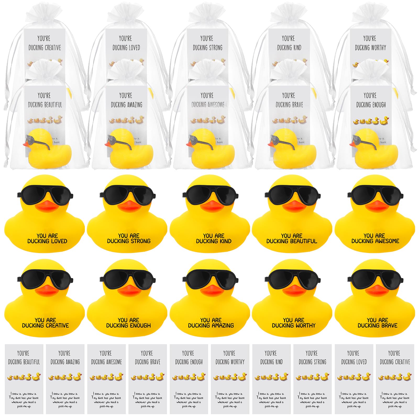 Glimin 80 Set Inspirational Appreciation Gift You're Ducking Rubber Ducks with Glasses Cheer up Card with Bag for Employee Team Staff Vet Tech Week Medical Assistant Thanksgiving Christmas