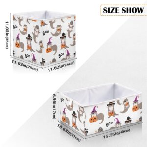 Emelivor Cute Otter Halloween Rectangle Storage Bins Fabric Storage Cube Large Storage Baskets for Shelves Collapsible Cube Organizer Bins for Shelves Nursery Closet Bedroom Living Room,16 x 11inch