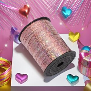 XIKSXITN 500 Yards Rose Gold Curling Ribbon Balloon String, Shiny Metallic Ribbon Roll for Gift Wrapping