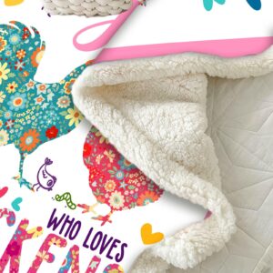 Cute Chicken Blanket Just A Girl Who Loves Chickens Blankets Super Soft Sherpa Throw Blanket Bedding Decor Gifts for Kids Boys Girls Toddler Adults 60"x50"