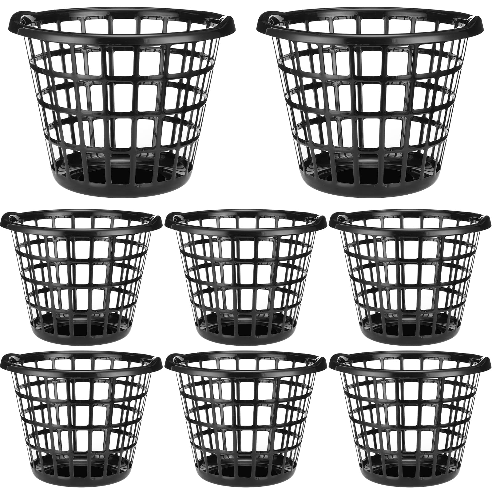 Uiifan 8 Pcs Black Lightweight Laundry Baskets Plastic Large Round Bushel Baskets Capacity Plastic Clothes Basket Space Saving Narrow Laundry Hampers