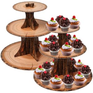 ira pollitt 2 pcak 3 tier woodland cupcake stand wooden cupcake stand tower wood birthday party supplies for woodland forest birthday party decor supplies