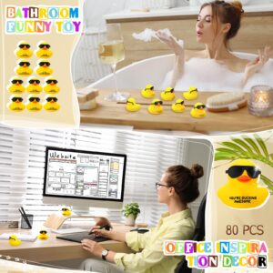 Glimin 80 Set Inspirational Appreciation Gift You're Ducking Rubber Ducks with Glasses Cheer up Card with Bag for Employee Team Staff Vet Tech Week Medical Assistant Thanksgiving Christmas