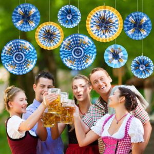 Outus 9 Pcs Oktoberfest Hanging Paper Fans Decorations Bavarian Paper Fans Classroom Decorations German Party Ceiling Wall Garland for Oktoberfest Beer Festival Theme Party Supplies Outdoor Indoor