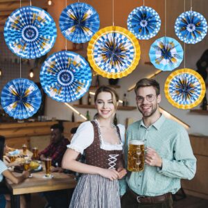 Outus 9 Pcs Oktoberfest Hanging Paper Fans Decorations Bavarian Paper Fans Classroom Decorations German Party Ceiling Wall Garland for Oktoberfest Beer Festival Theme Party Supplies Outdoor Indoor