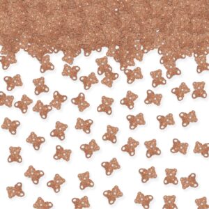 100pcs bear confetti, brown glitter we can bearly wait table confetti for baby shower, teddy bear paper scatters, 1st birthday/boy girl home party table decoration