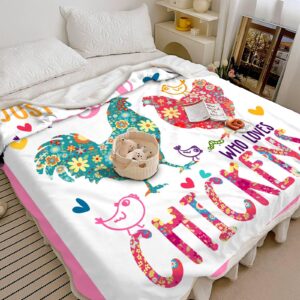 Cute Chicken Blanket Just A Girl Who Loves Chickens Blankets Super Soft Sherpa Throw Blanket Bedding Decor Gifts for Kids Boys Girls Toddler Adults 60"x50"