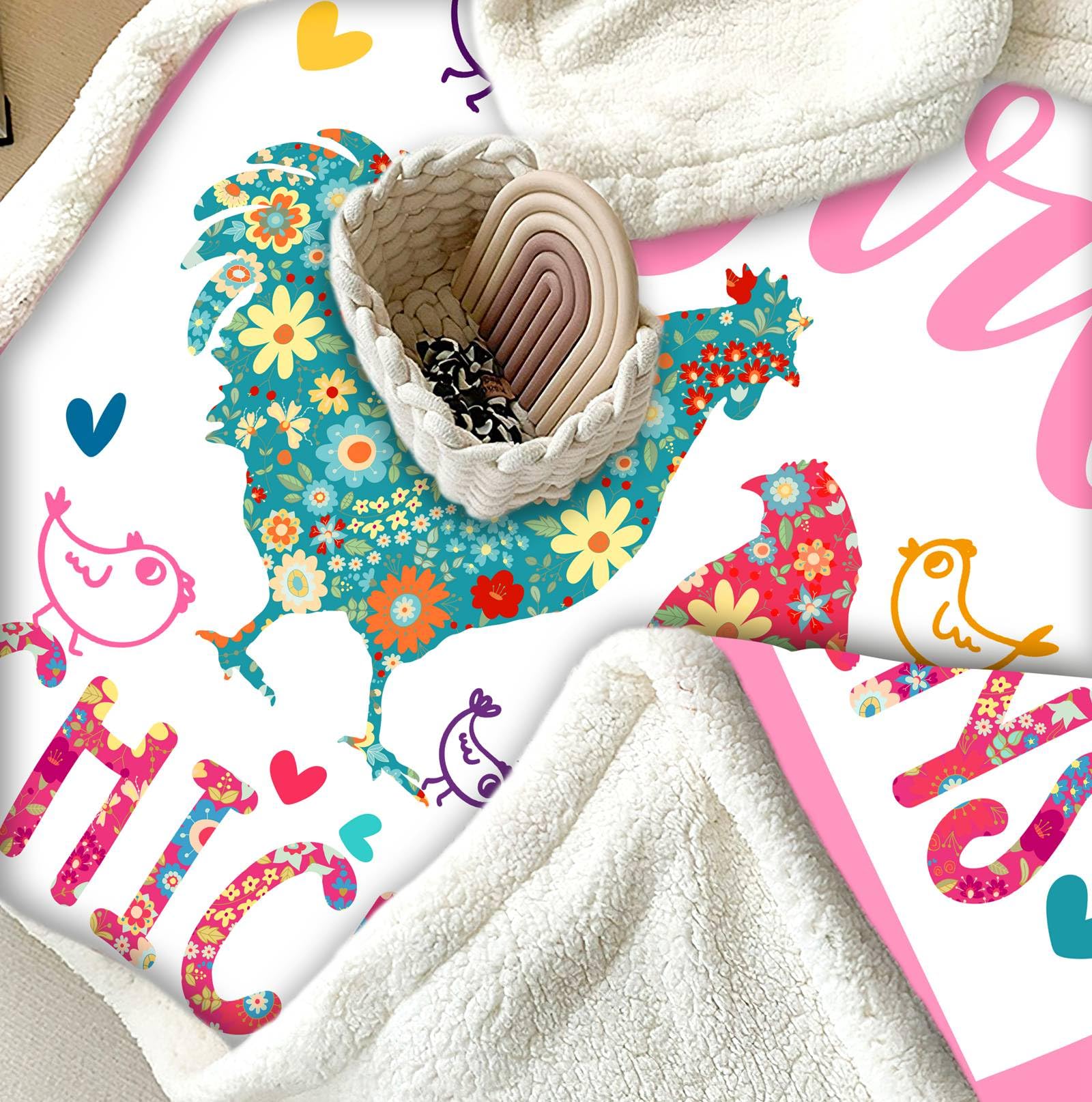 Cute Chicken Blanket Just A Girl Who Loves Chickens Blankets Super Soft Sherpa Throw Blanket Bedding Decor Gifts for Kids Boys Girls Toddler Adults 60"x50"