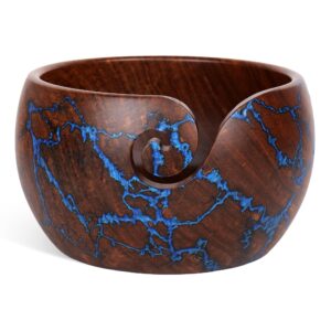 Personalized Rosewood Lichtenberg Wooden Storage Yarn Bowl, Bowl Holder & Dispenser for Tangle-Free Yarn Perfect Large Knitting & Crochet Bowl - Crochet Bowl Fractal Wood Burning & Resin Artwork