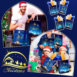 Cholemy 205 Pcs Christmas Nativity Gift Bags Christmas Gift Bags with Tissue Paper Christian Christmas Gift Bags Bulk Nativity Wrapping Paper Bags for Holy Night Decoration Christmas Party Supply