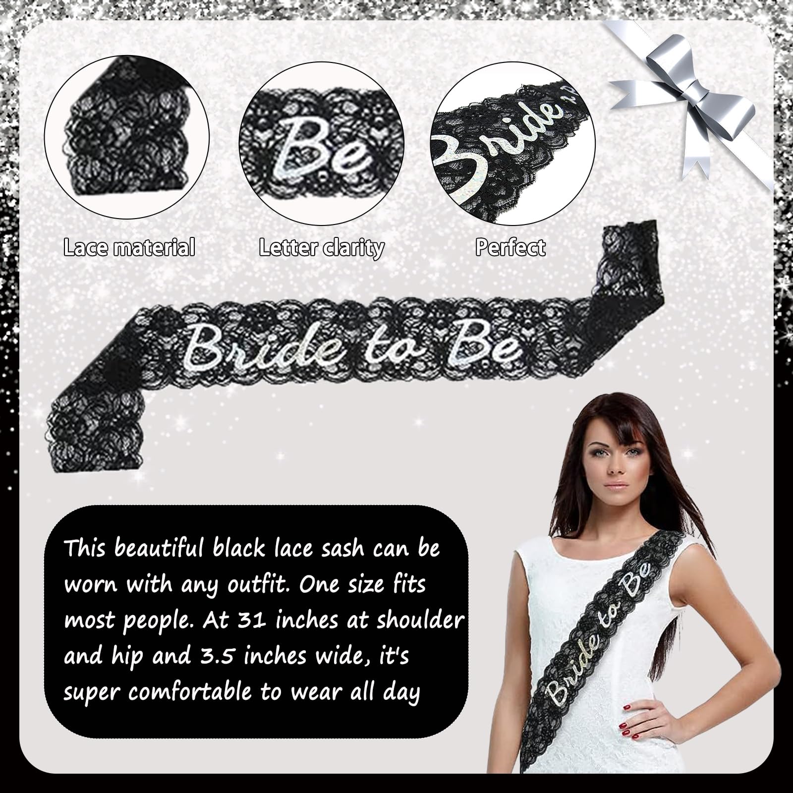 Bride or Die Bachelorette Party Decorations - Black and Silver Bride or Die Balloons,Banner Foil Curtain and Bride To Be Sash for Bridal Shower Engagement Wedding Bachelorette Party Supplies