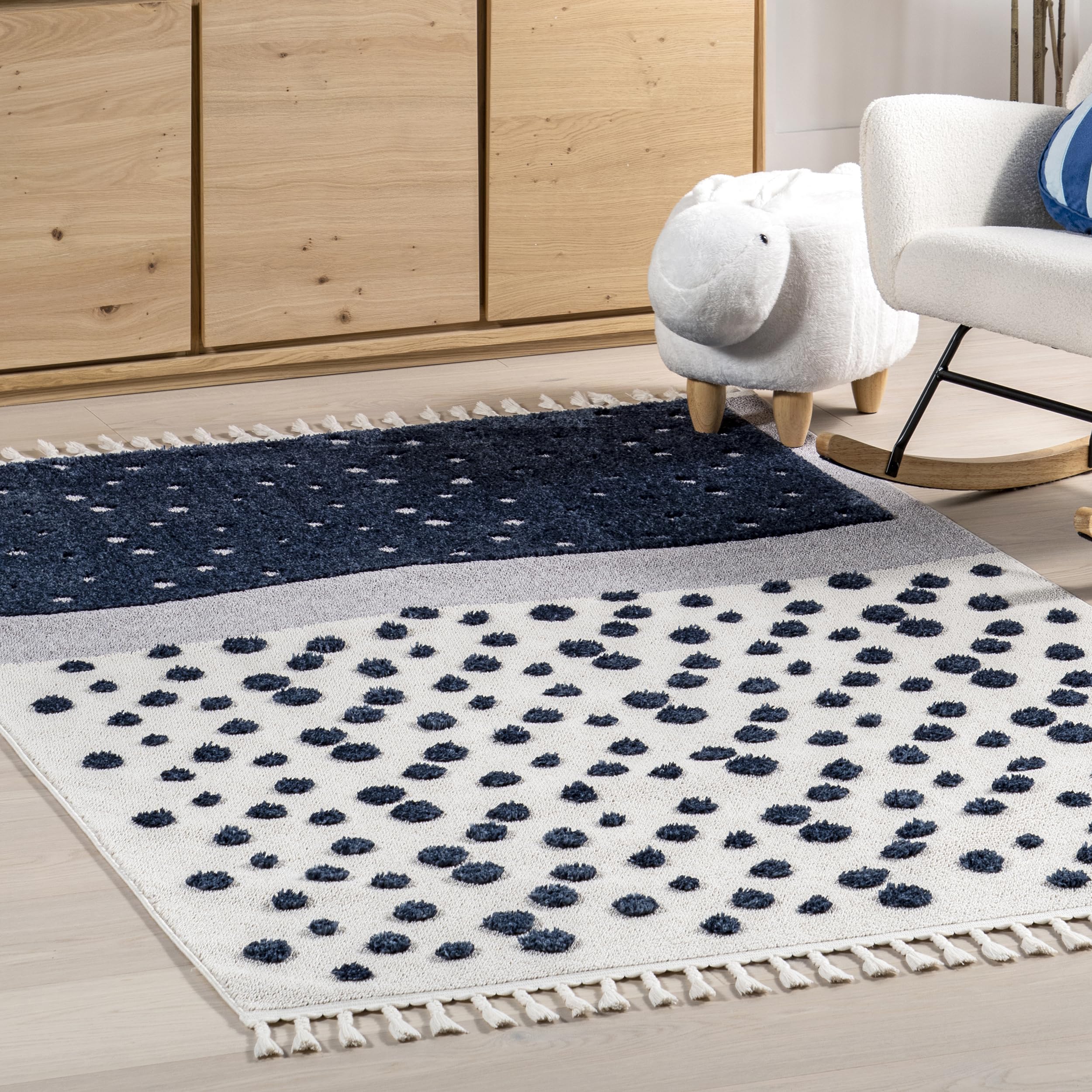 nuLOOM Alena Polka Dot 8x11 Area Rug for Living Room Bedroom Dining Room Nursery Kitchen, Navy