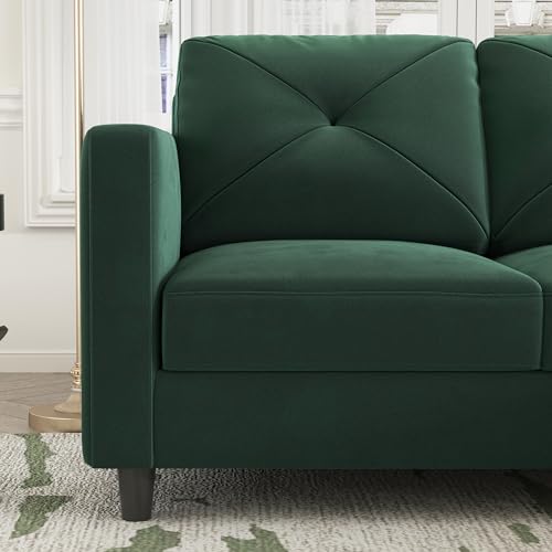 HONBAY U Shaped Sectional Sofa Convertible Couch with Double Chaises 4 Seat Sofa with Two Ottomans, Velvet Green