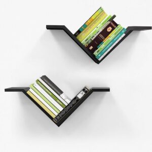 mazjoaru book shelf for wall set of 2, modern hanging bookshelf wall mounted desktop book shelves black organizer for bedroom livingroom office