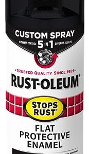 Rust-Oleum 376855 Stops Rust Custom Spray 5-in-1 Spray Paint, 12 oz, Flat Black