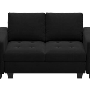 Belffin Velvet Modular Loveseat Sofa Couch 2 Seater Sofa Love Seats for Small Space Black