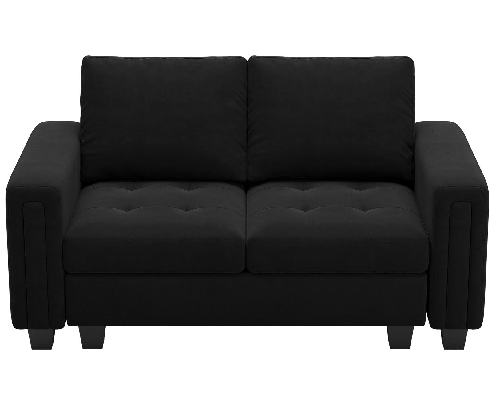 Belffin Velvet Modular Loveseat Sofa Couch 2 Seater Sofa Love Seats for Small Space Black