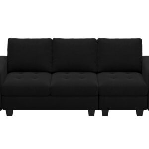 Belffin Velvet Modular Sofa Couch 3 Seater Sofa Couch for Living Room Black