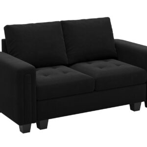 Belffin Velvet Modular Loveseat Sofa Couch 2 Seater Sofa Love Seats for Small Space Black