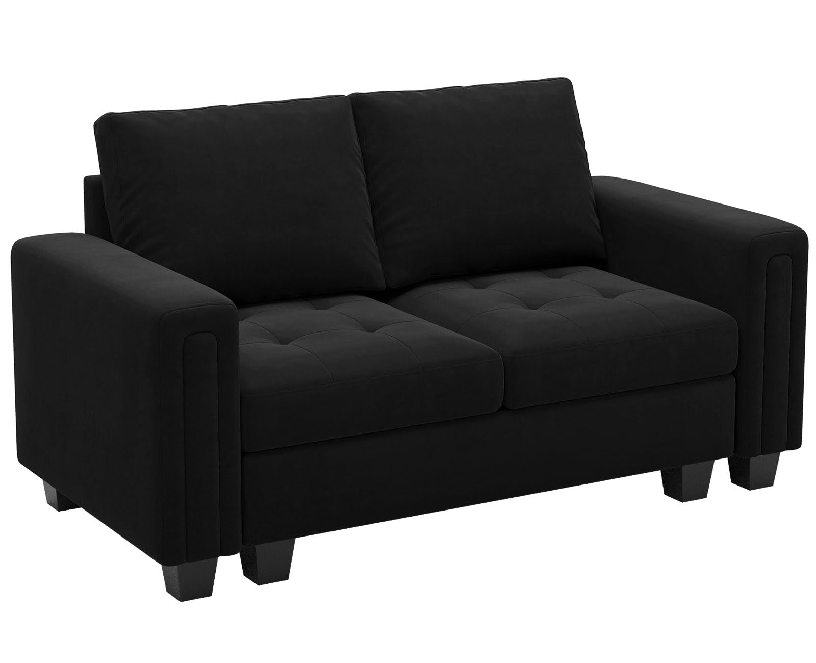 Belffin Velvet Modular Loveseat Sofa Couch 2 Seater Sofa Love Seats for Small Space Black