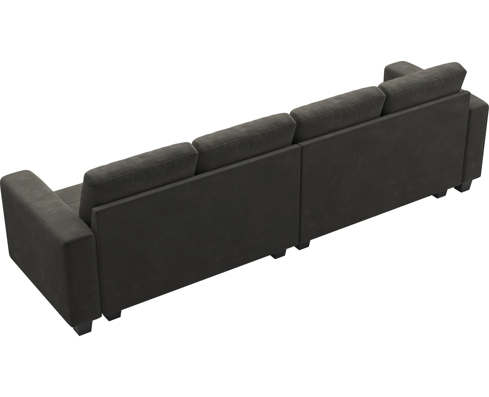 Belffin Velvet Modular 4 Seat Sofa Couch Sectional 4-seat Sofa Couch for Living Room Grey