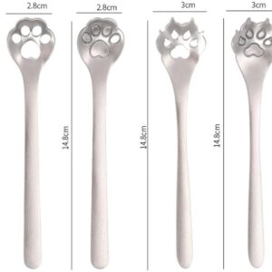 Golden Cat Paw Coffee Spoons, Cute Cat Paw/Dog Paw Stainless Steel Teaspoon Sugar Ice Cream Cake Dessert Spoon Stirring Spoon(Cat Paw,)