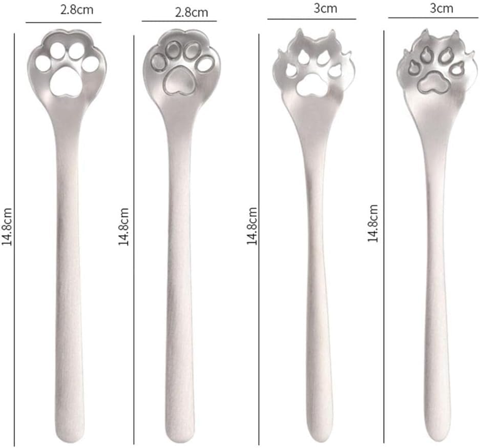 Golden Cat Paw Coffee Spoons, Cute Cat Paw/Dog Paw Stainless Steel Teaspoon Sugar Ice Cream Cake Dessert Spoon Stirring Spoon(Cat Paw,)