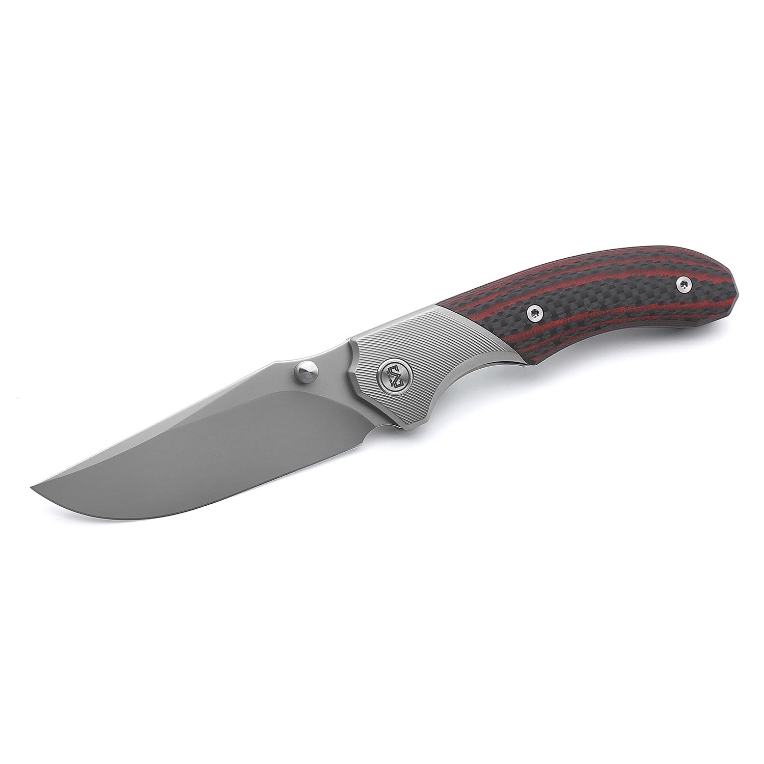 Miguron Knives M Centurion II Folding Knife 3.5" M390 Blade Titanium And Red Carbon Fiber Handle Pocket Knife MGR-609RDII