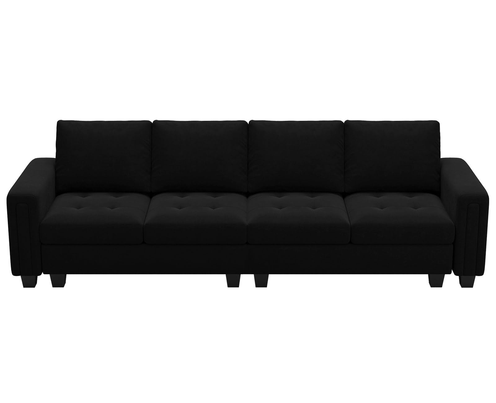 Belffin Velvet Modular 4 Seat Sofa Couch Sectional 4-seat Sofa Couch for Living Room Black