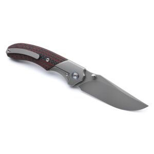 Miguron Knives M Centurion II Folding Knife 3.5" M390 Blade Titanium And Red Carbon Fiber Handle Pocket Knife MGR-609RDII