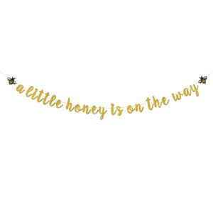 talorine a little honey is on the way banner gold glitter bumble bee theme banner sweet honey bee gender reveal baby shower party decoration pregnancy announcement mommy to bee daddy to bee welcome