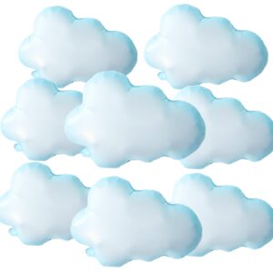 8 pieces 27 inches white cloud balloons, large foil mylar clouds shaped balloons for boys girls birthday wedding engagement anniversary rainbow sky party supplies bridal baby shower decorations