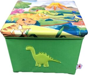 toy chest for boys, storage bins for toys, toy box for boys, kids toy storage bins, sturdy & foldable, removable divider, dinosaur storage containers for playroom, bedroom, home, dinosaur pattern